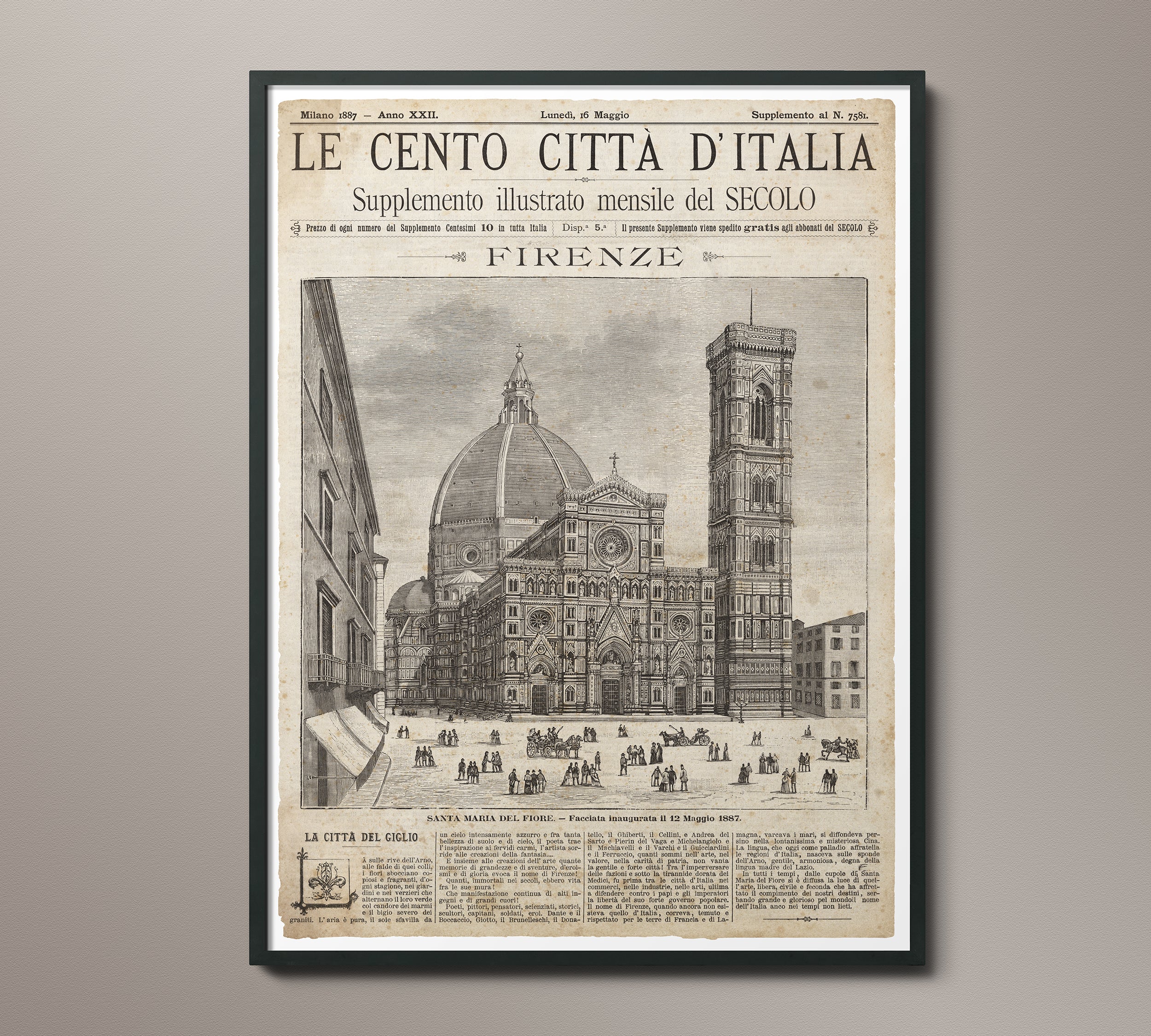 Vintage Italian Newspaper - Firenze – Art Circa