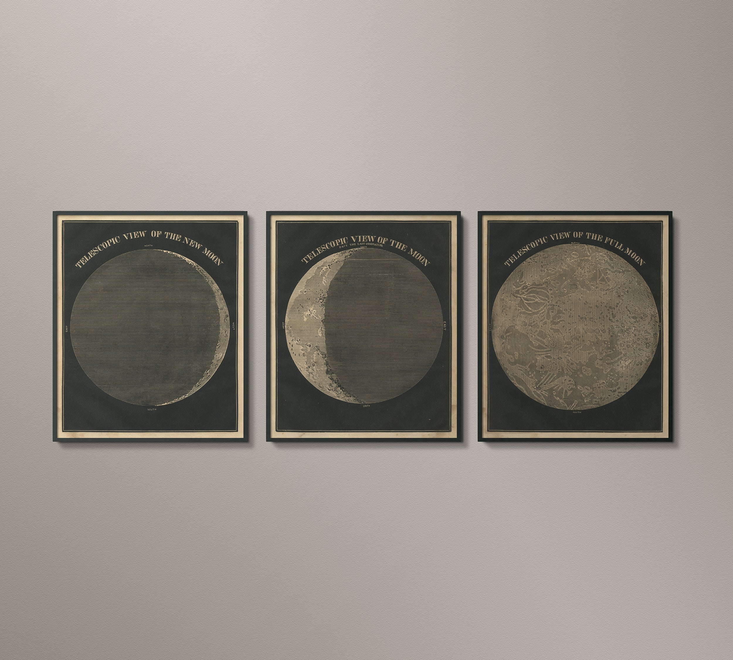Telescopic View Of The Moon Triptych – Art Circa