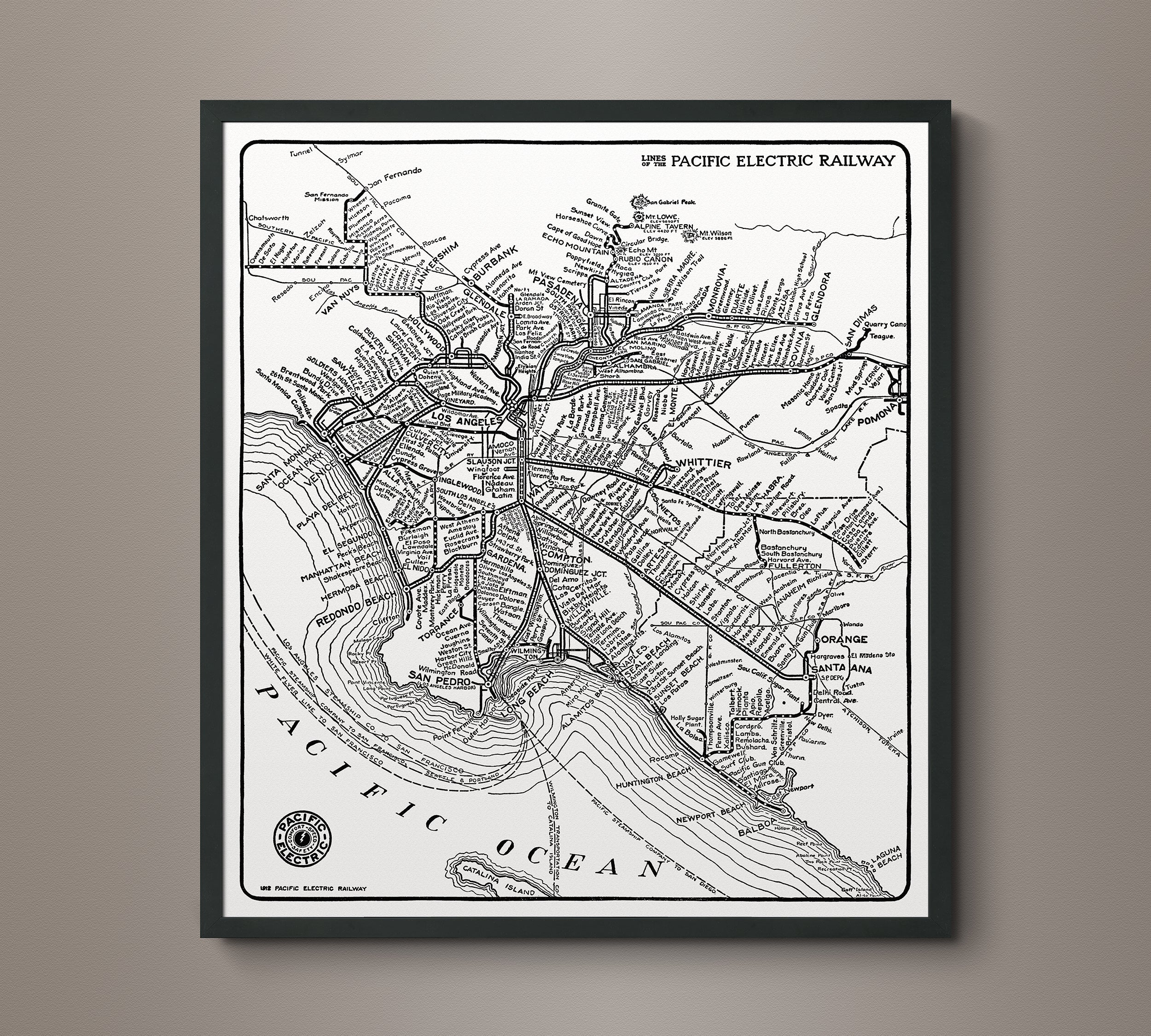 1912 Los Angeles Railway Map – Art Circa