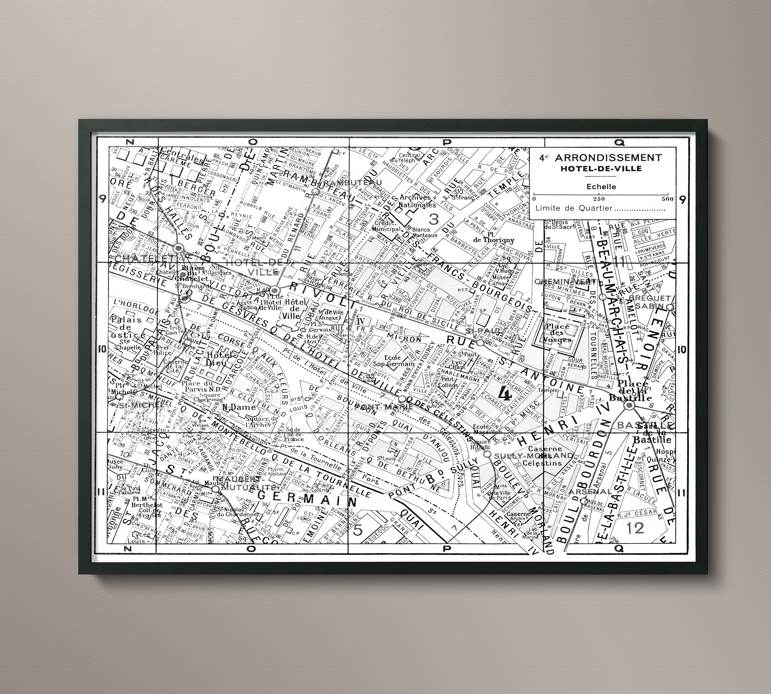 Paris 4th Arrondissement Map - Hotel-De-Ville – Art Circa