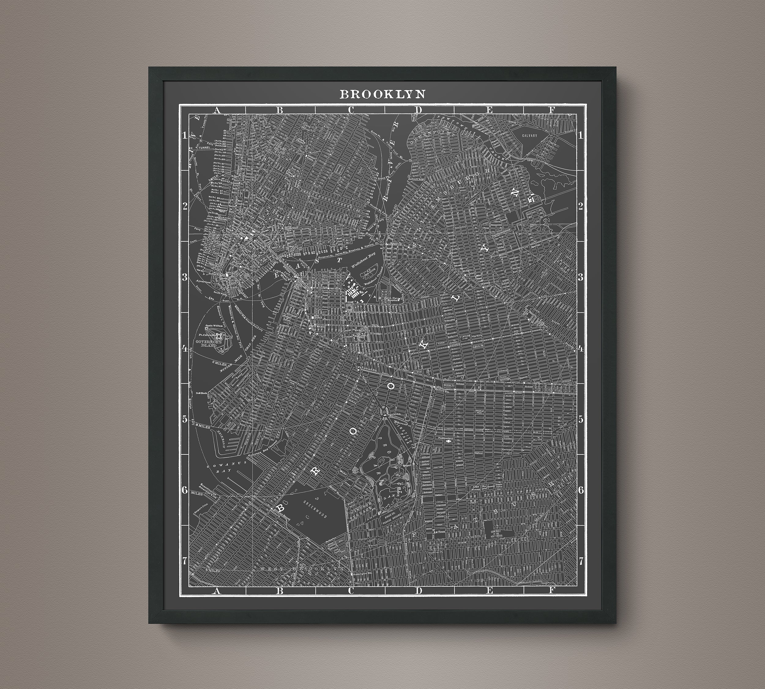 1900s Lithograph Map of Brooklyn – Art Circa