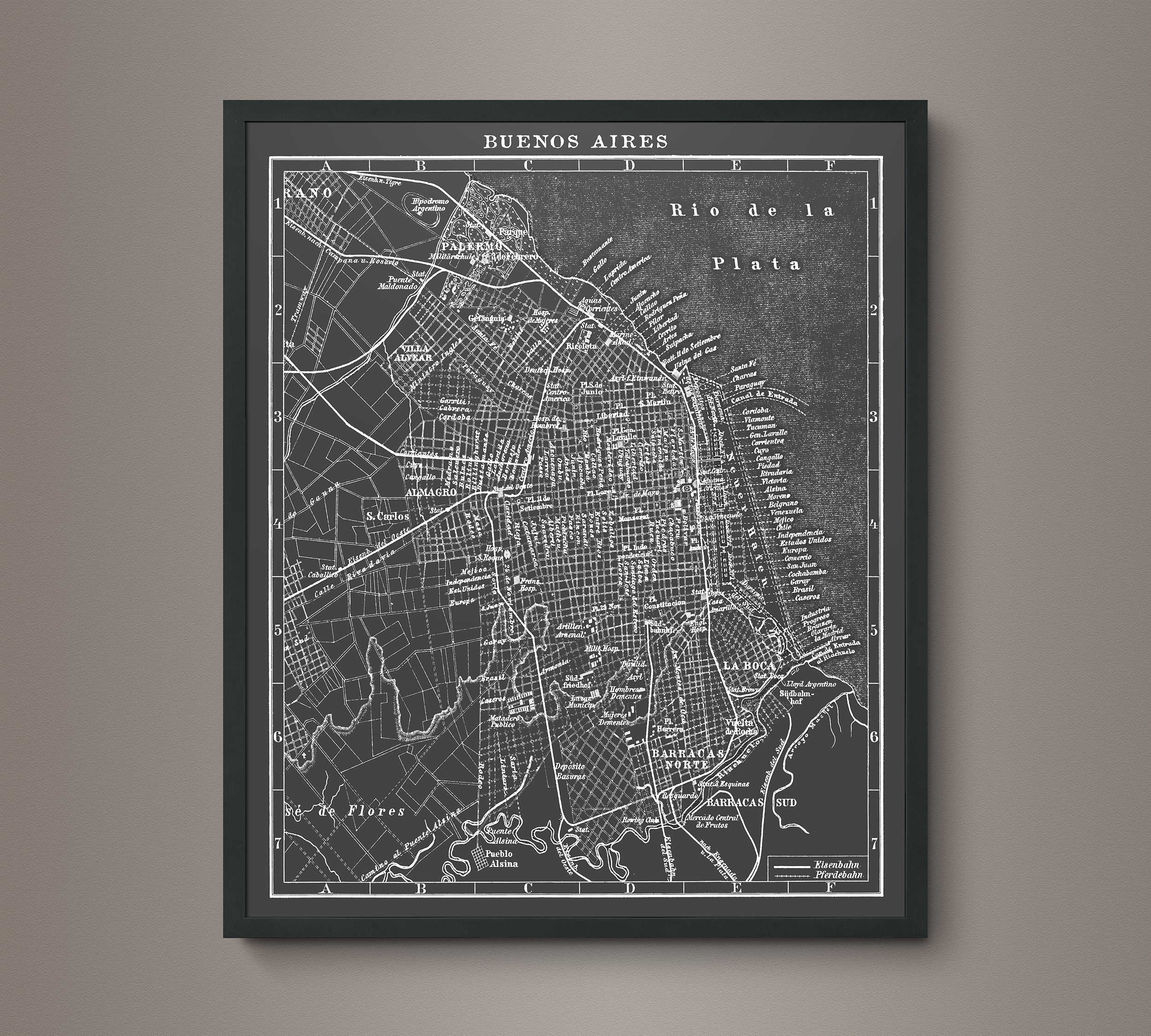 1890s Lithograph Map of Buenos Aires – Art Circa