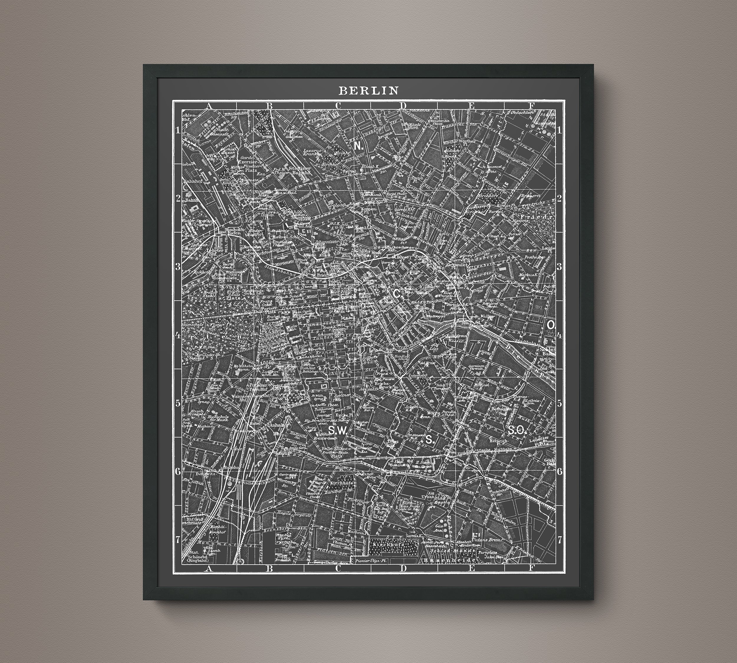 1890s Lithograph Map of Berlin – Art Circa