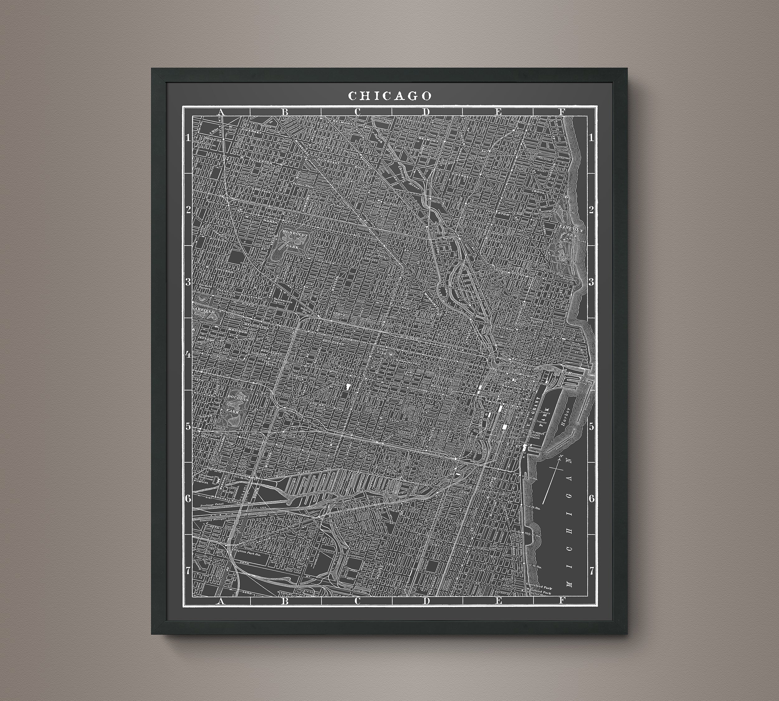 1900s Lithograph Map of Chicago – Art Circa