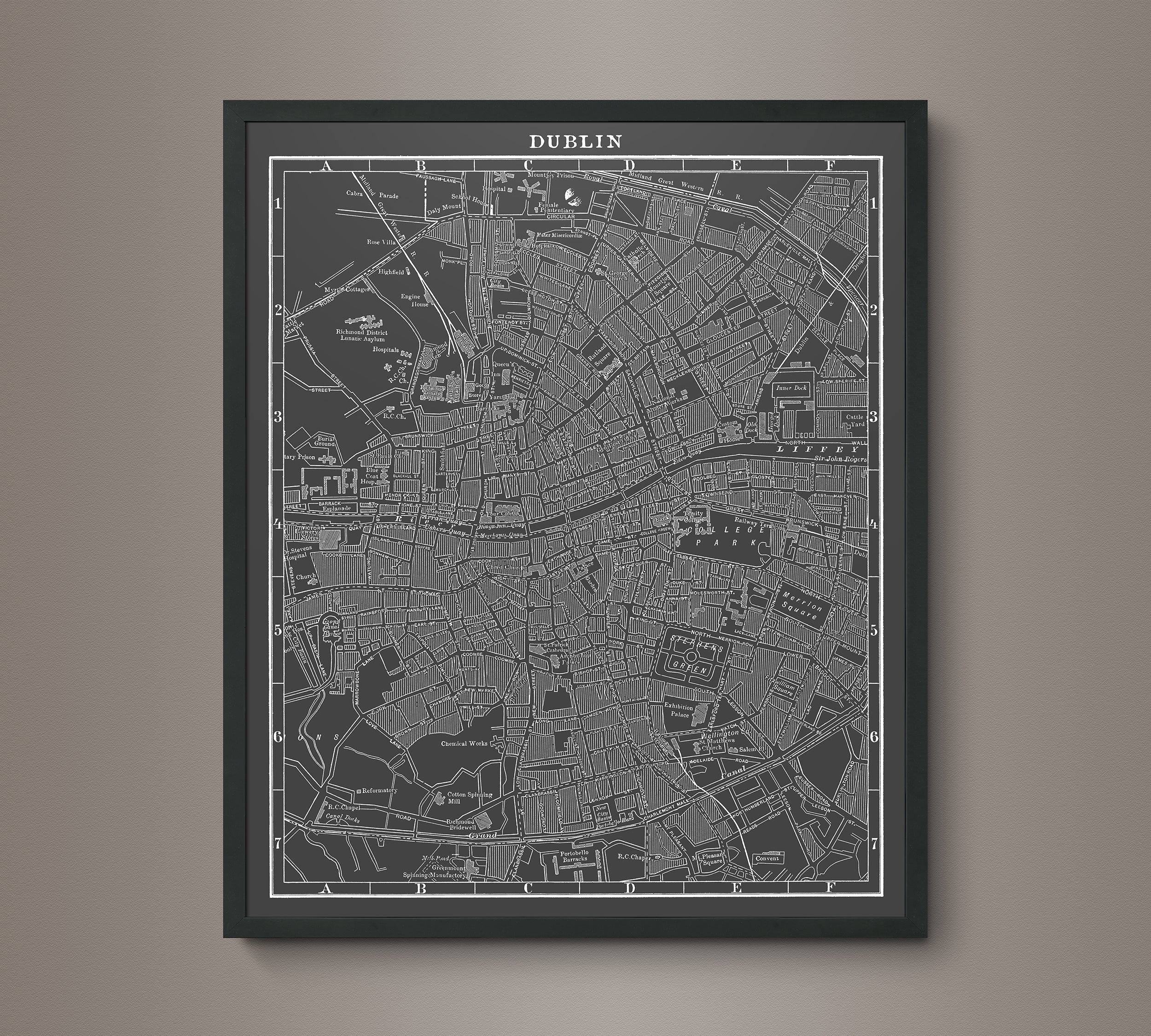1900s Lithograph Map of Dublin – Art Circa