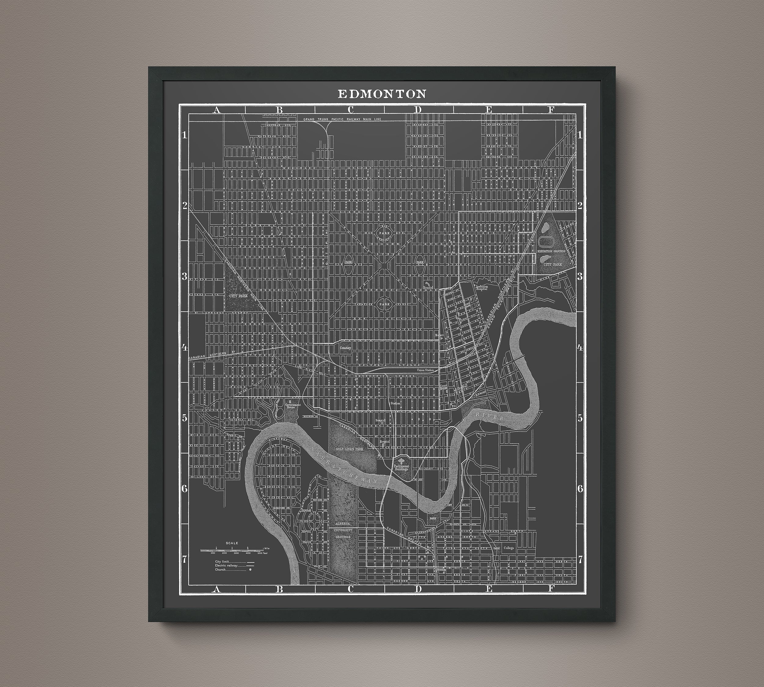 1900s Lithograph Map of Edmonton – Art Circa