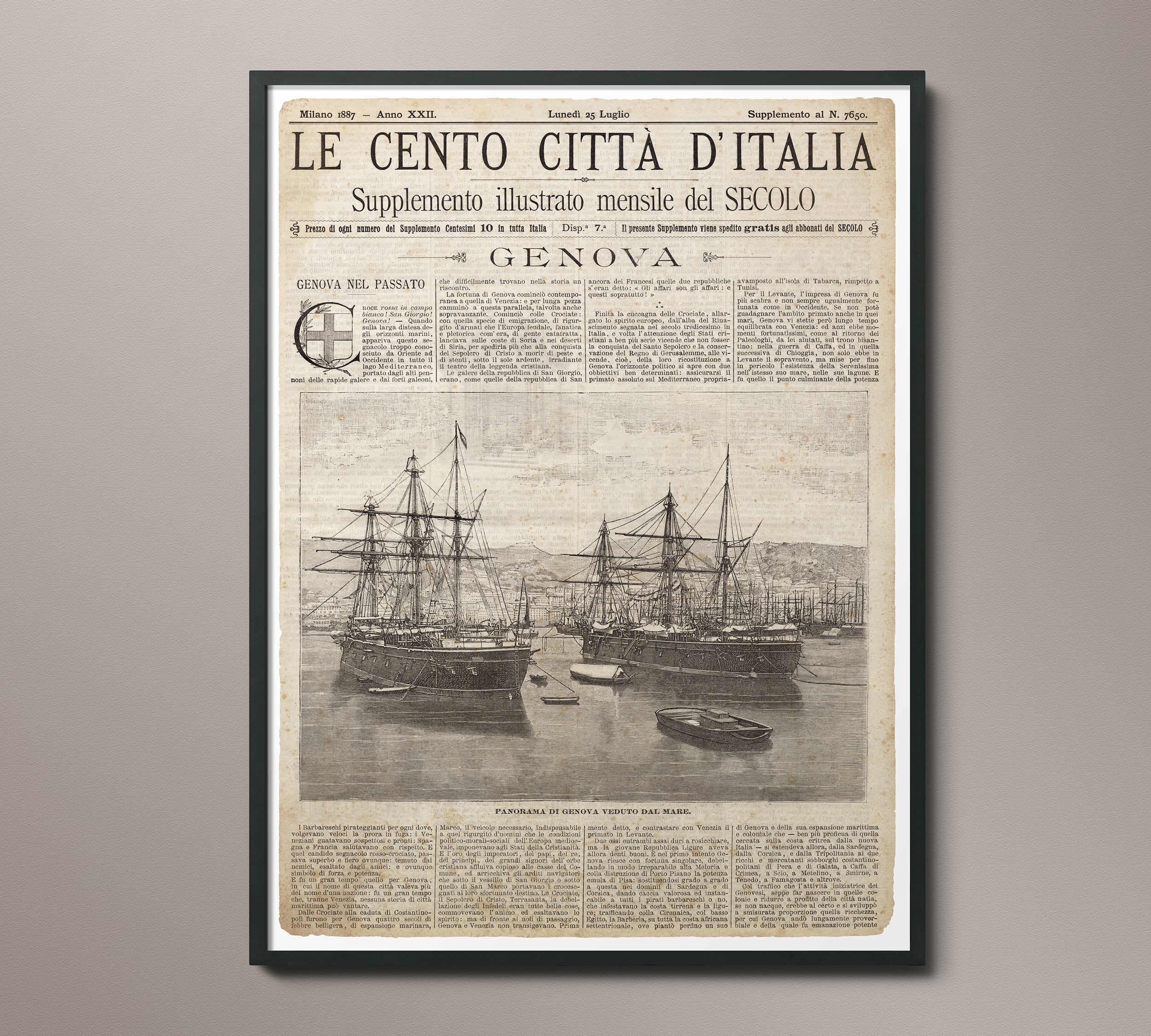 Vintage Italian Newspaper - Genova – Art Circa