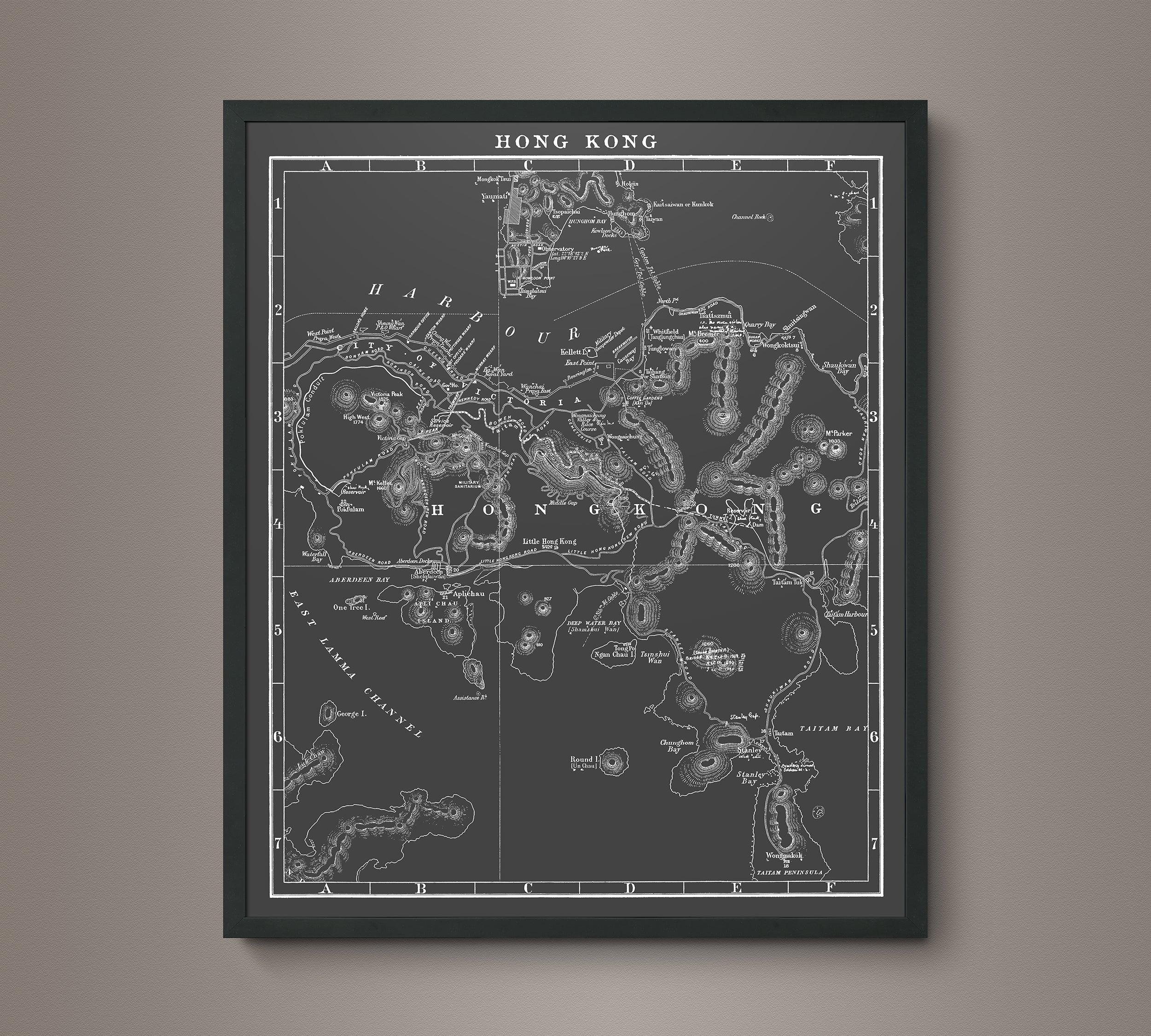 1880s Lithograph Map of Hong Kong – Art Circa