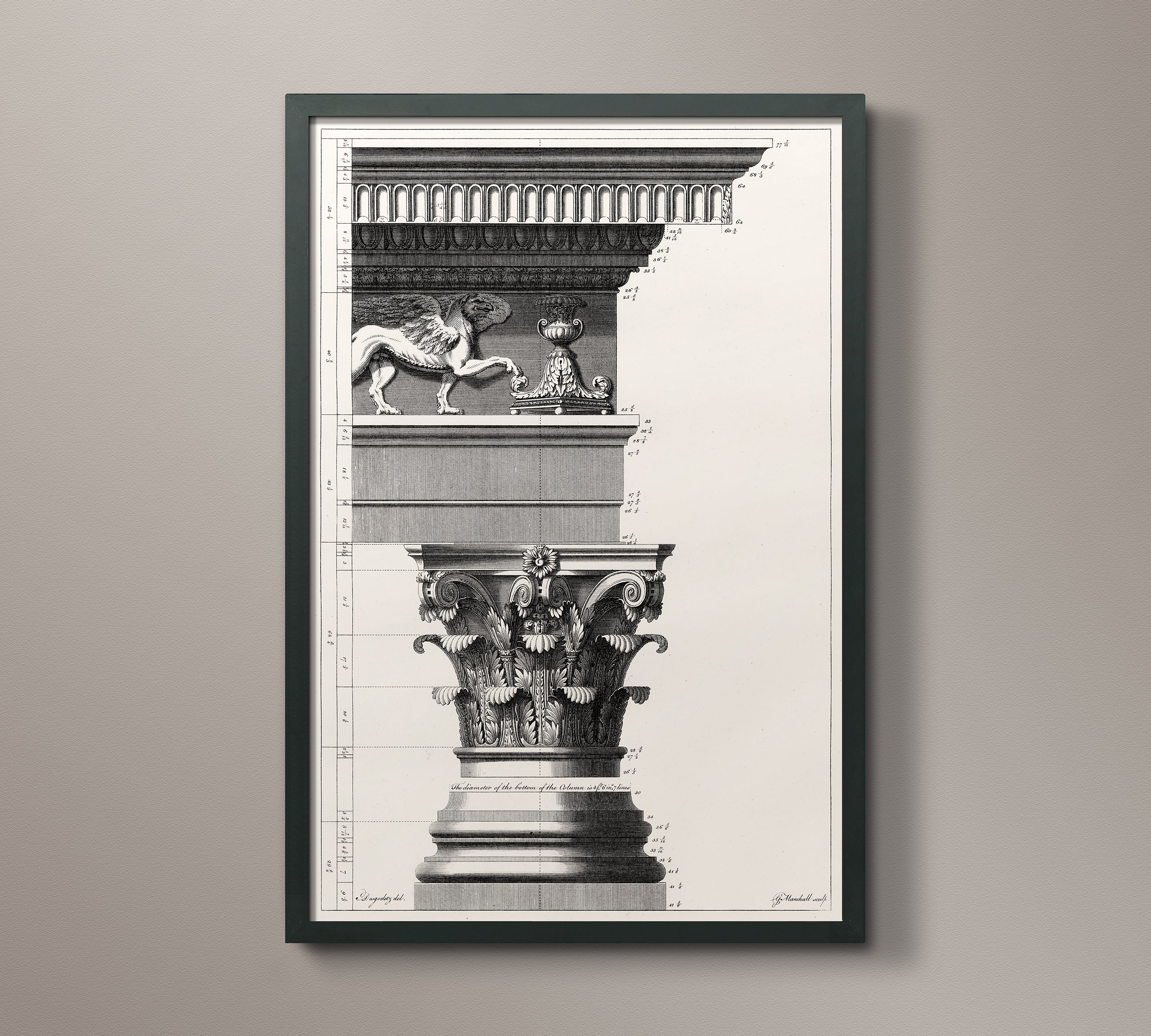 Italian Neoclassical Column Etching - 1 – Art Circa