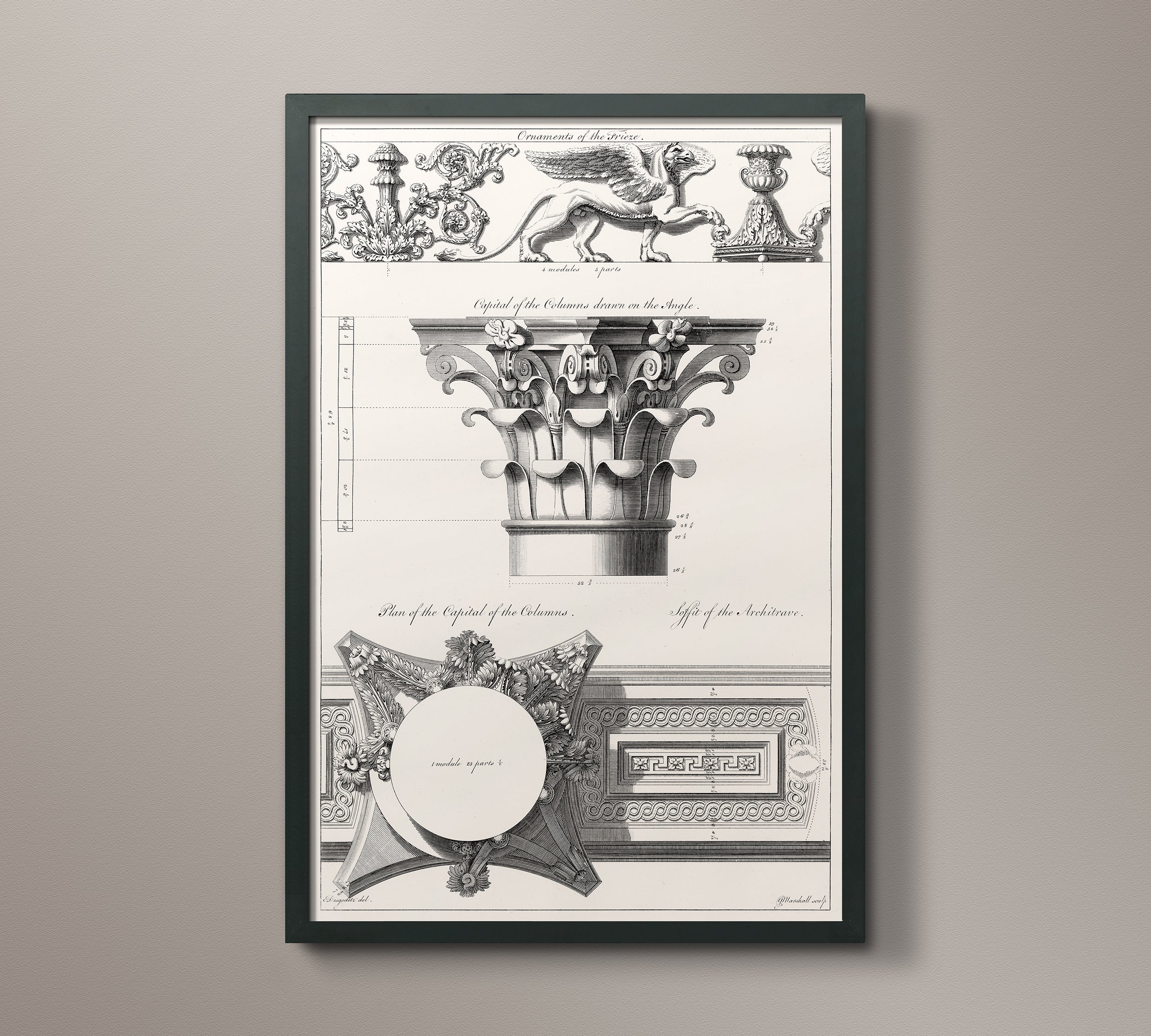 Italian Neoclassical Column Etching - 2 – Art Circa