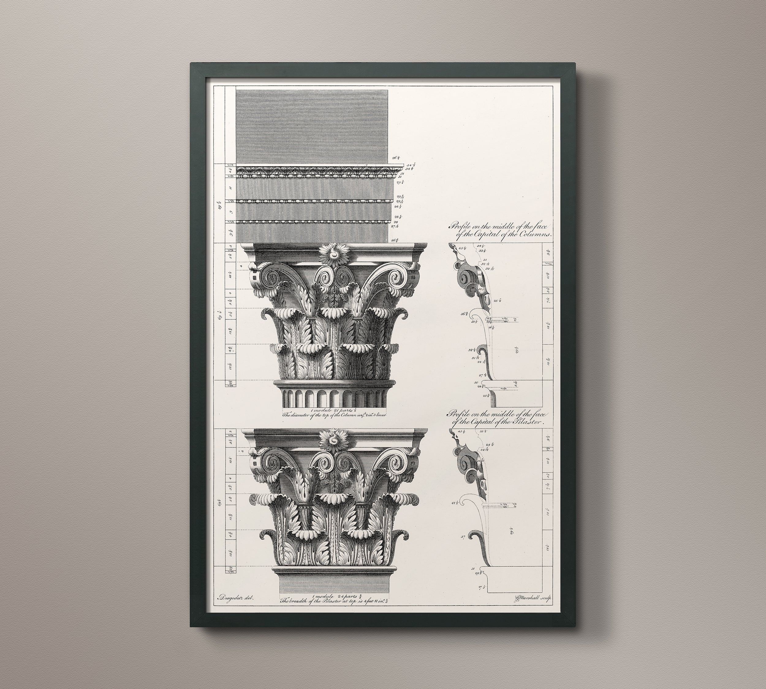 Italian Neoclassical Column Etching - 4 – Art Circa
