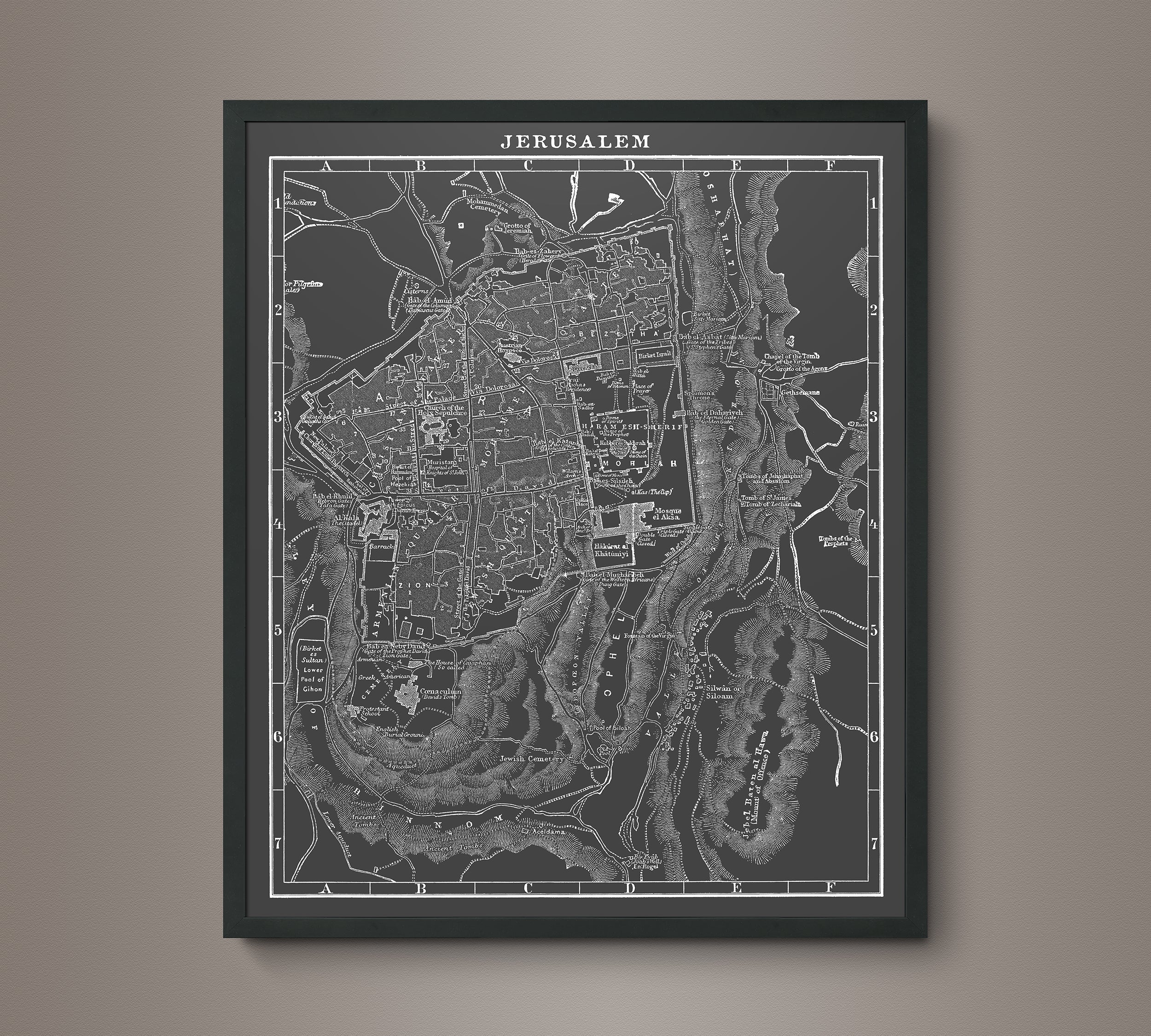 1900s Lithograph Map of Jerusalem – Art Circa