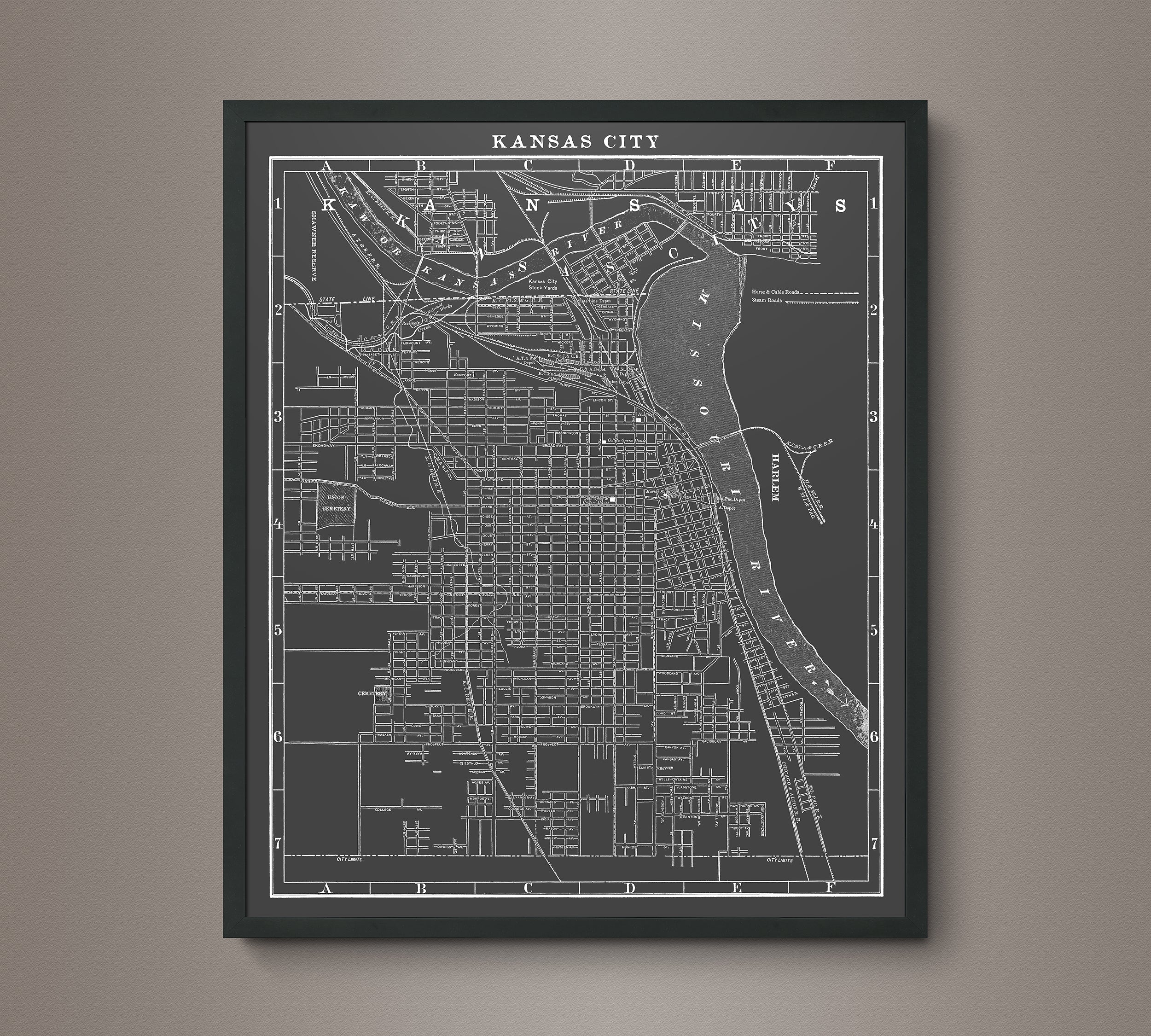 1900s Lithograph Map of Kansas City – Art Circa