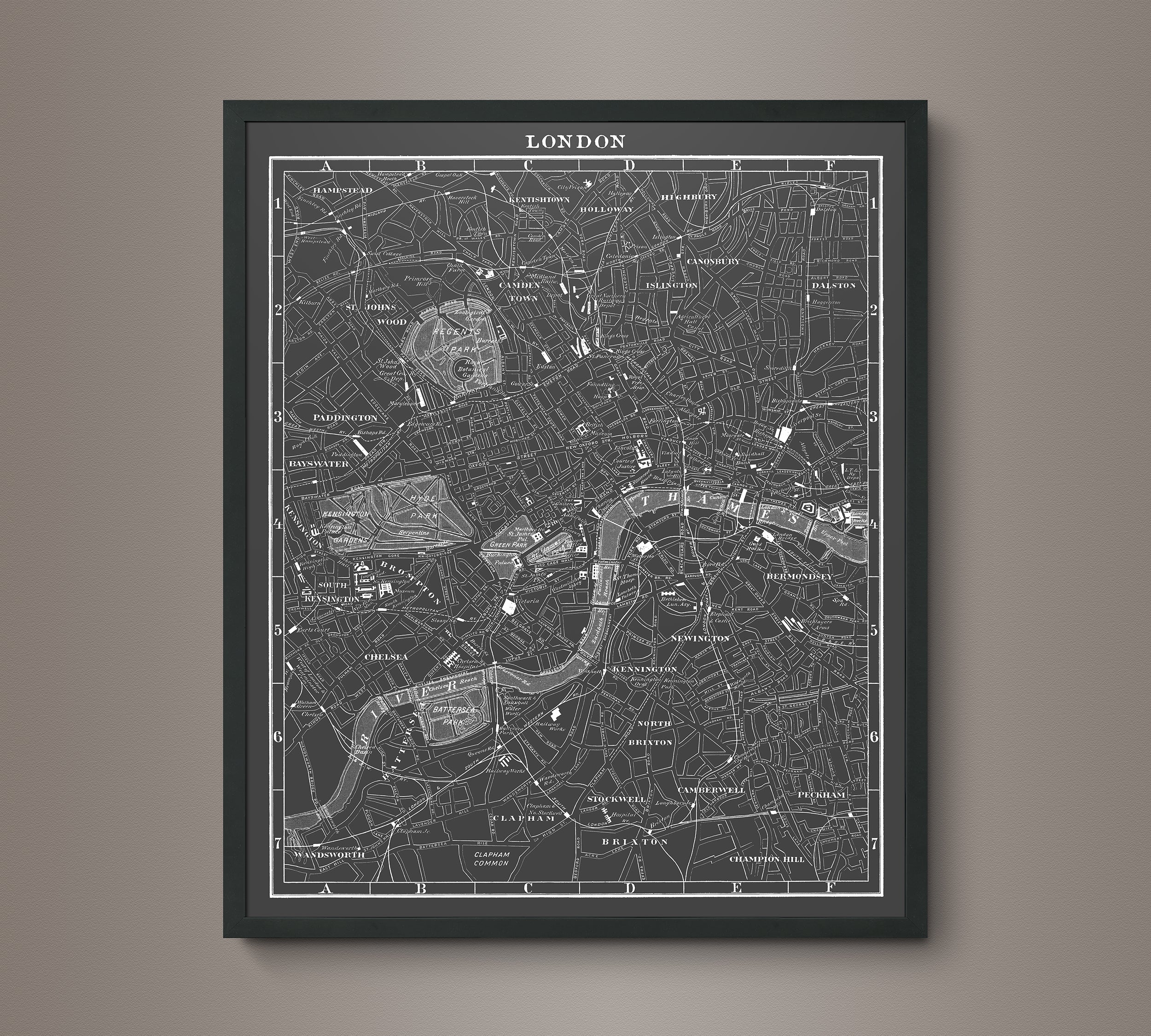 1900s Lithograph Map of London – Art Circa
