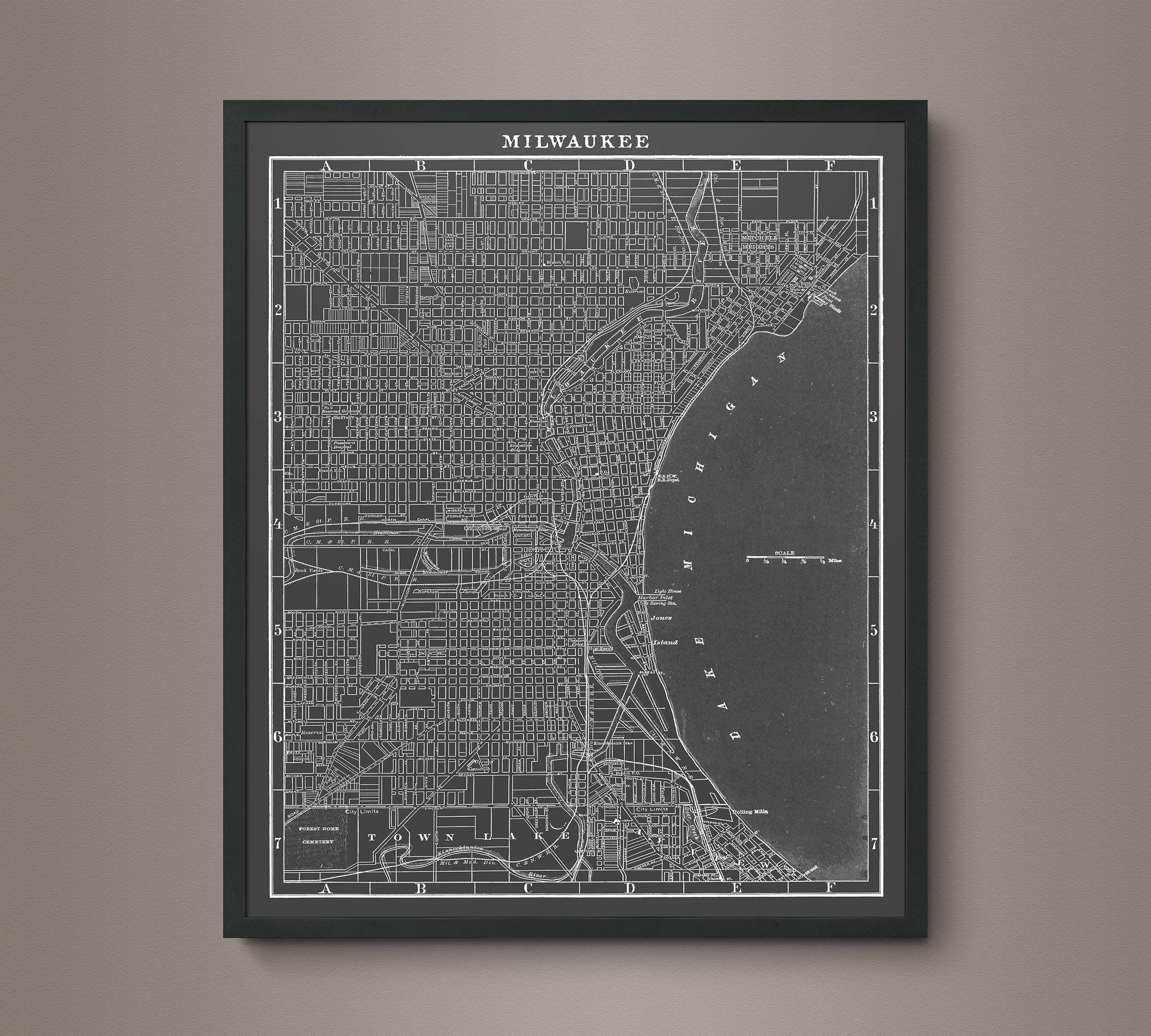 1900s Lithograph Map of Milwaukee – Art Circa