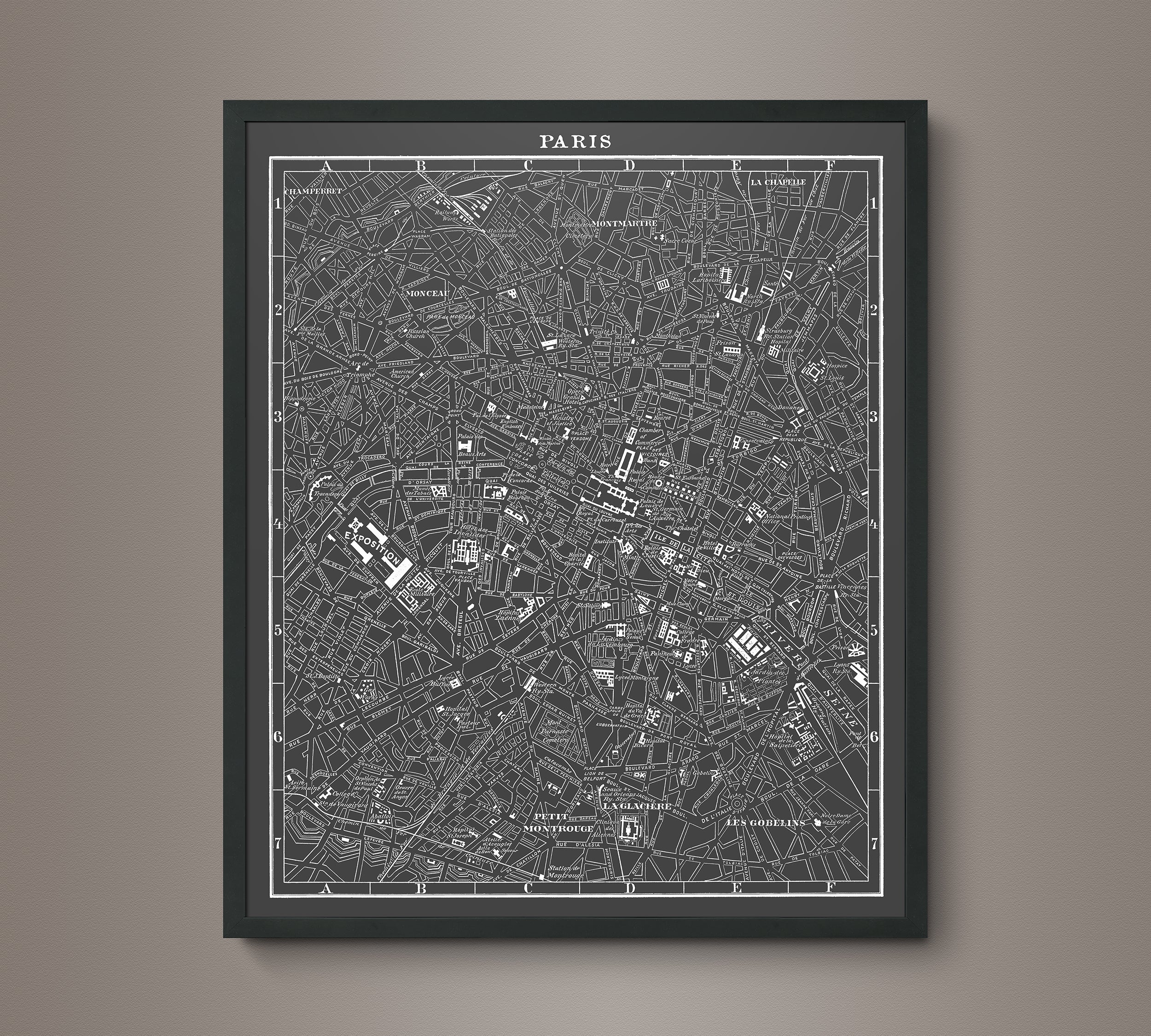 1900s Lithograph Map of Paris – Art Circa