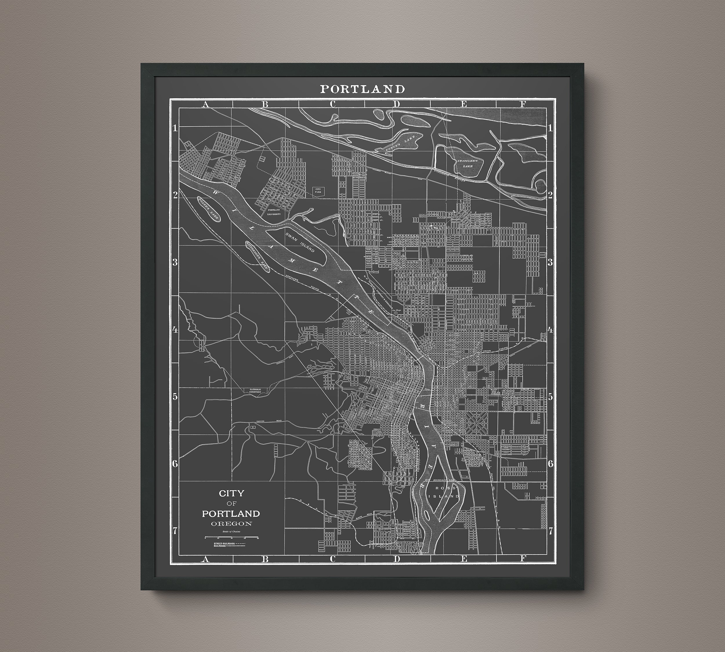 1900s Lithograph Map of Portland – Art Circa