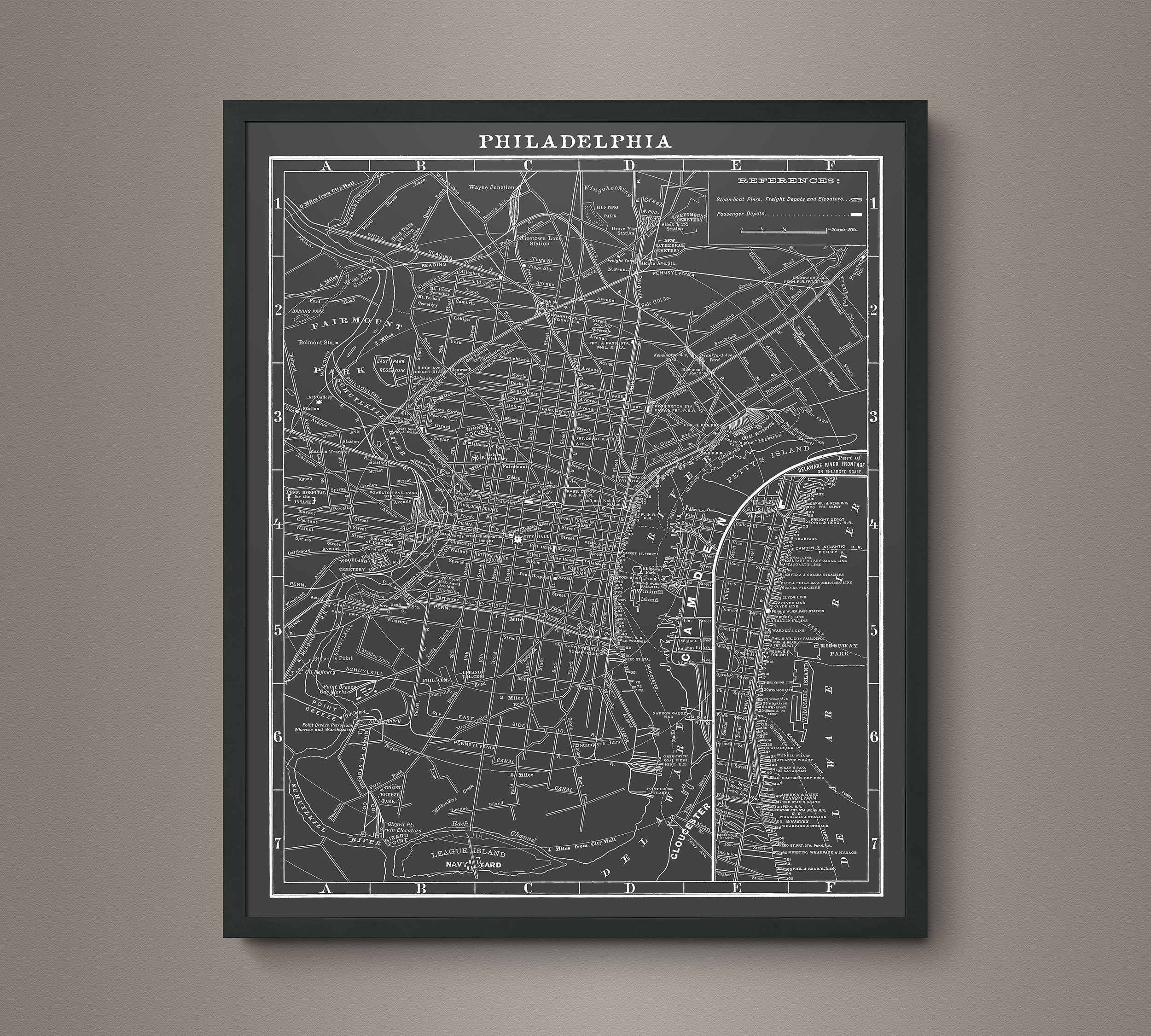 1900s Lithograph Map of Philadelphia – Art Circa