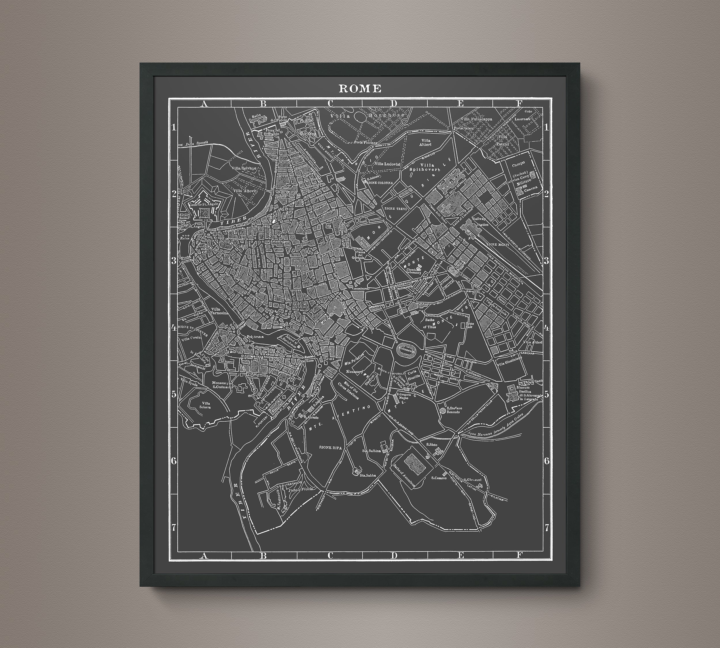 1900s Lithograph Map of Rome – Art Circa