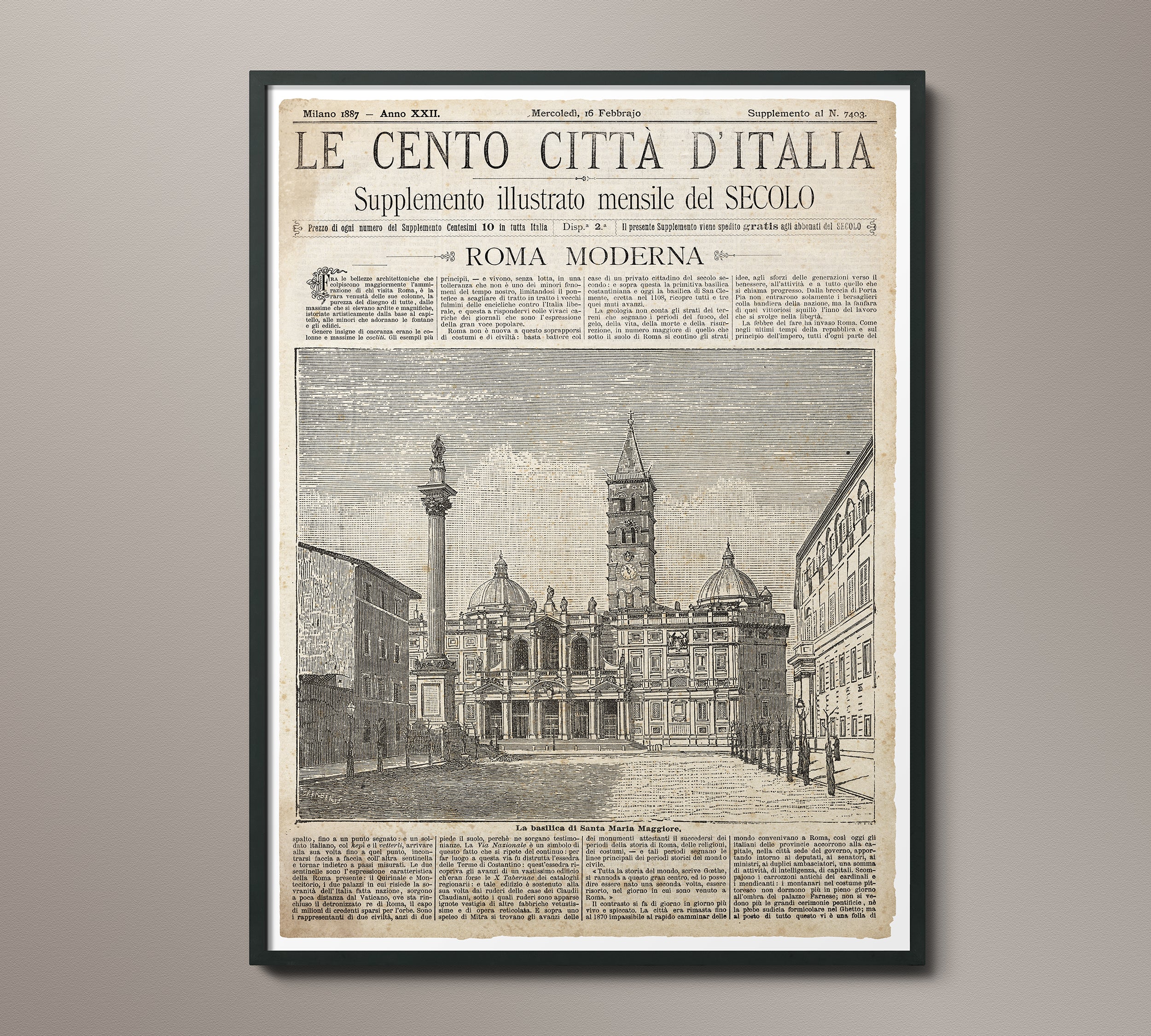 Vintage Italian Newspaper - Roma Moderna Full Cover 2 – Art Circa