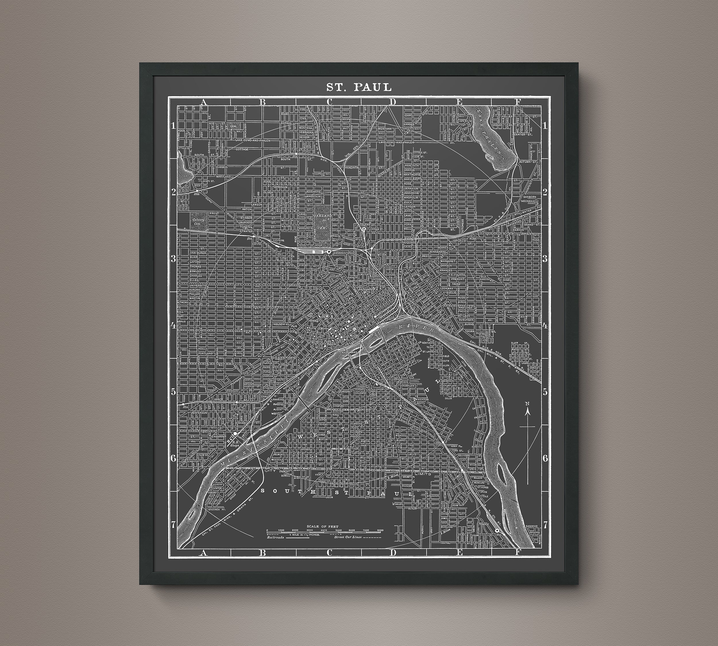 1890s Lithograph Map of St. Paul – Art Circa
