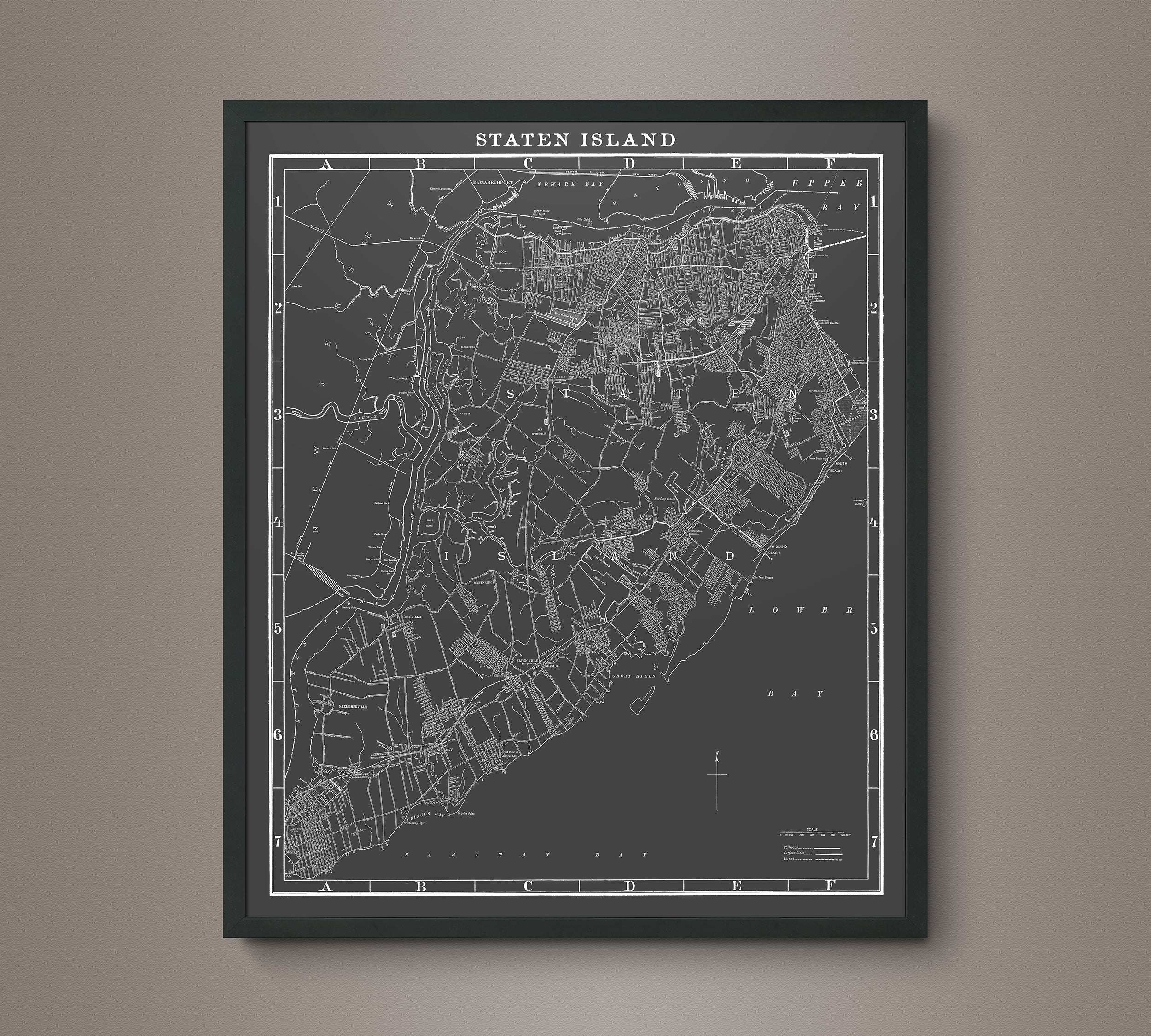 1900s Lithograph Map of Staten Island – Art Circa