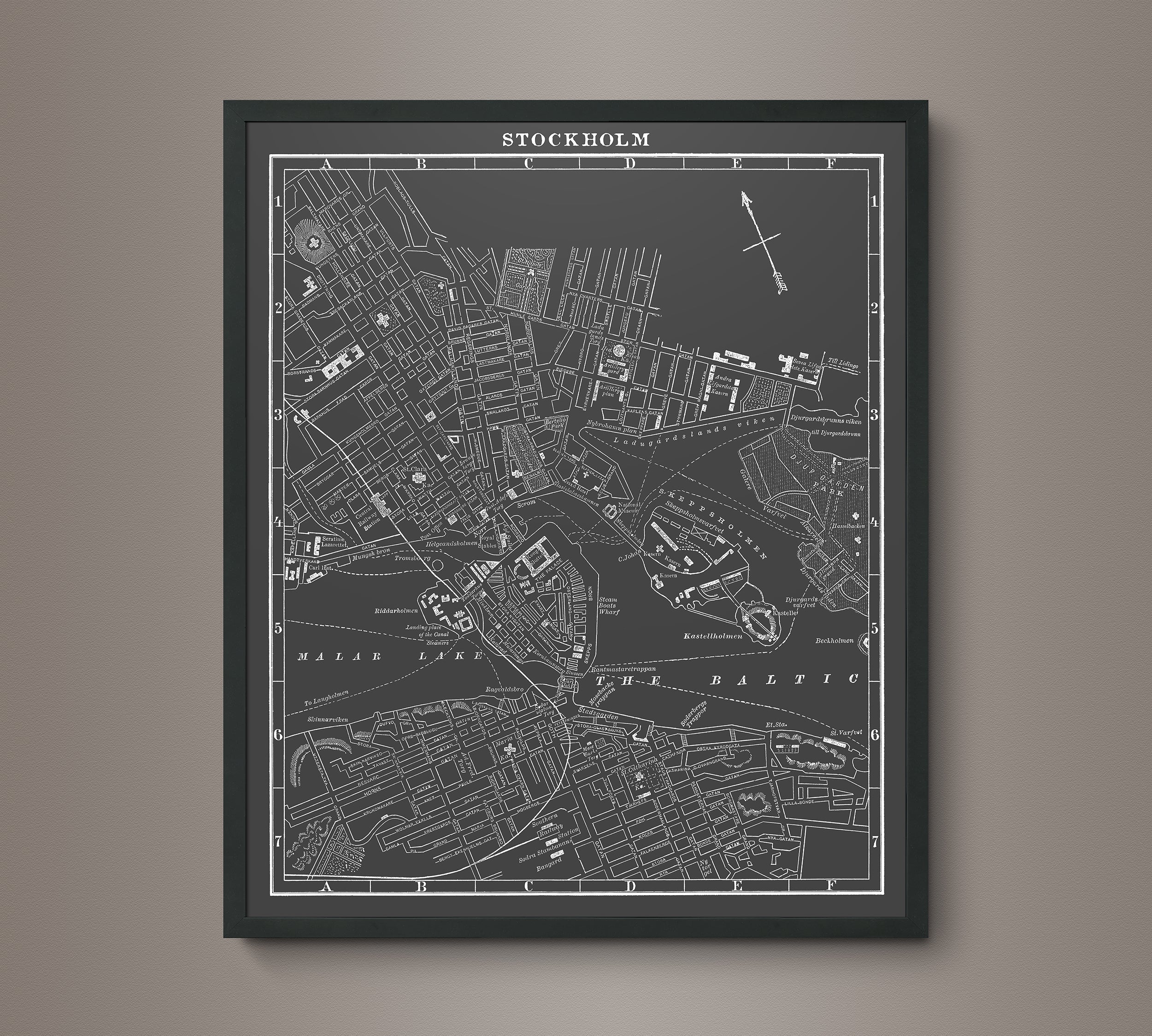 1900s Lithograph Map of Stockholm – Art Circa