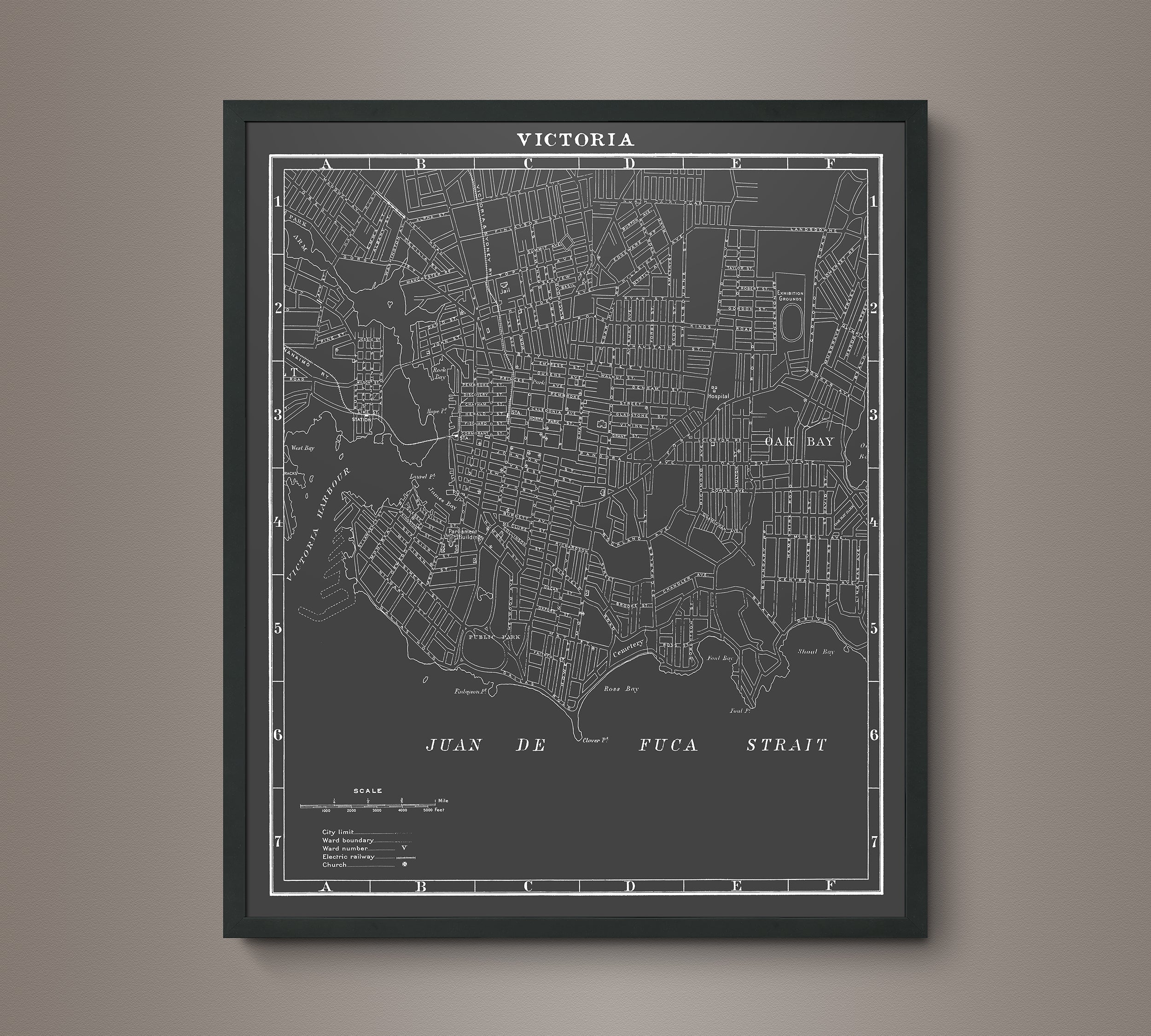 1900s Lithograph Map of Victoria Canada – Art Circa