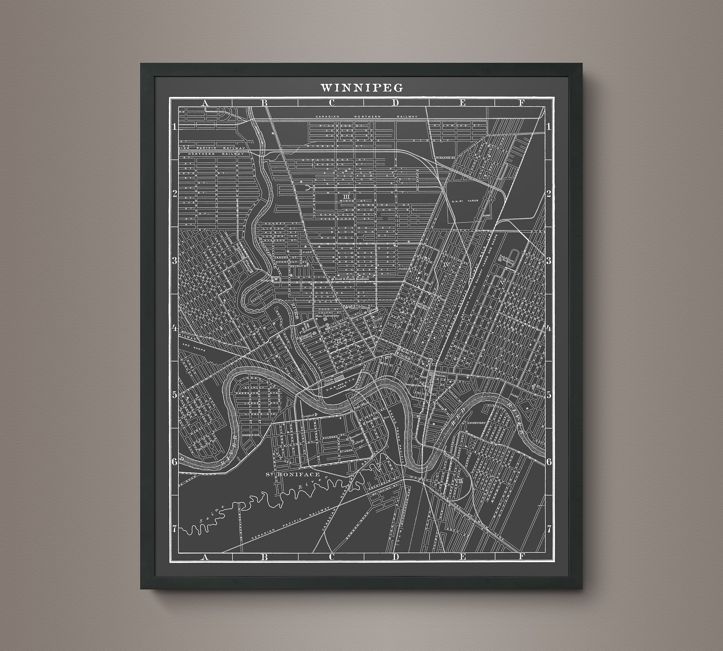 1900s Lithograph Map of Winnipeg – Art Circa